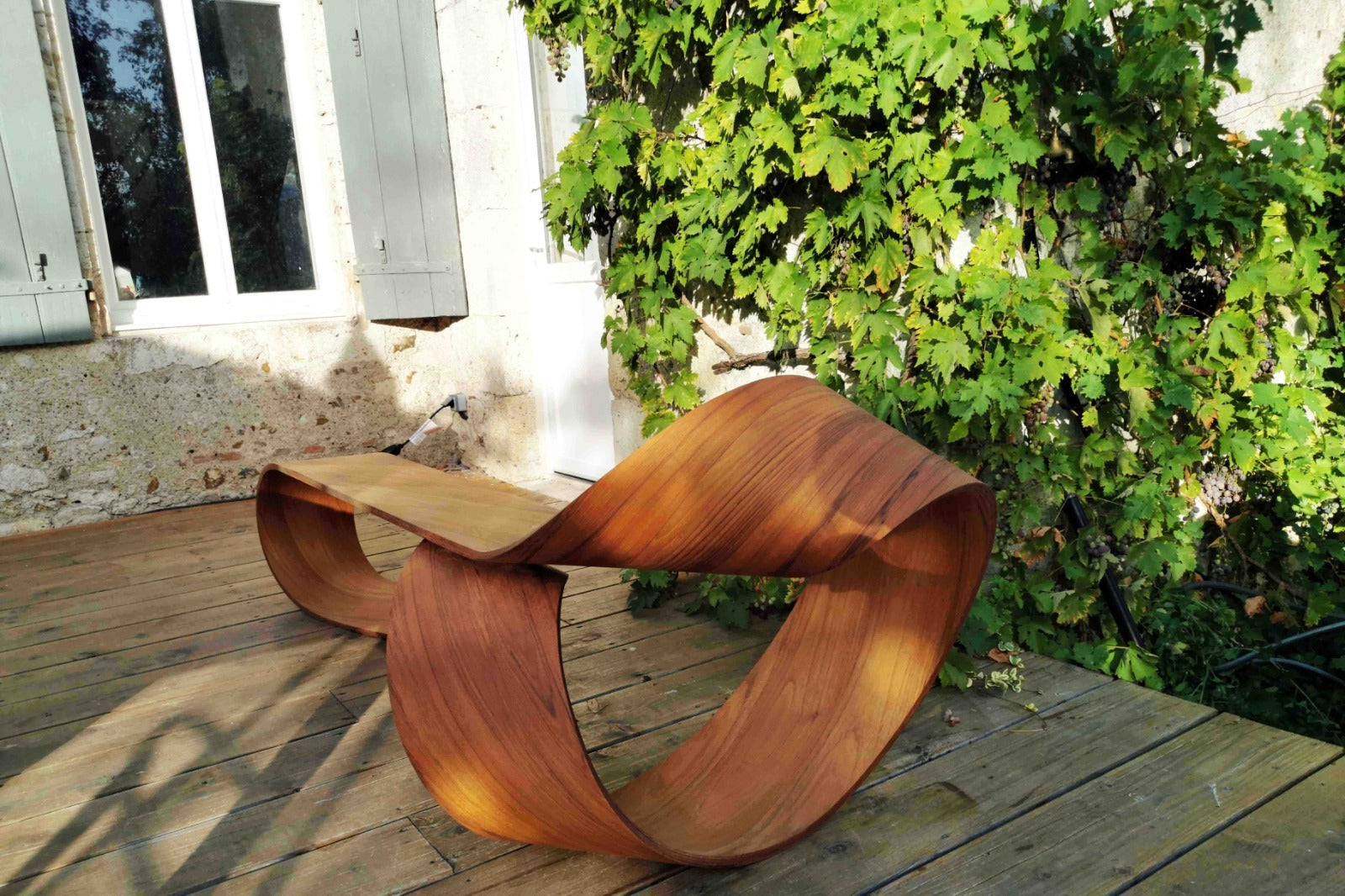 Mobius Teak Bench by Vintara Design | Mid-Century Modern Replica